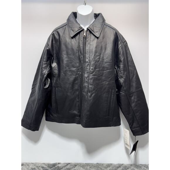 Excelled | Jackets & Coats | Excelled Black Leather Bomber Jacket Lamb ...